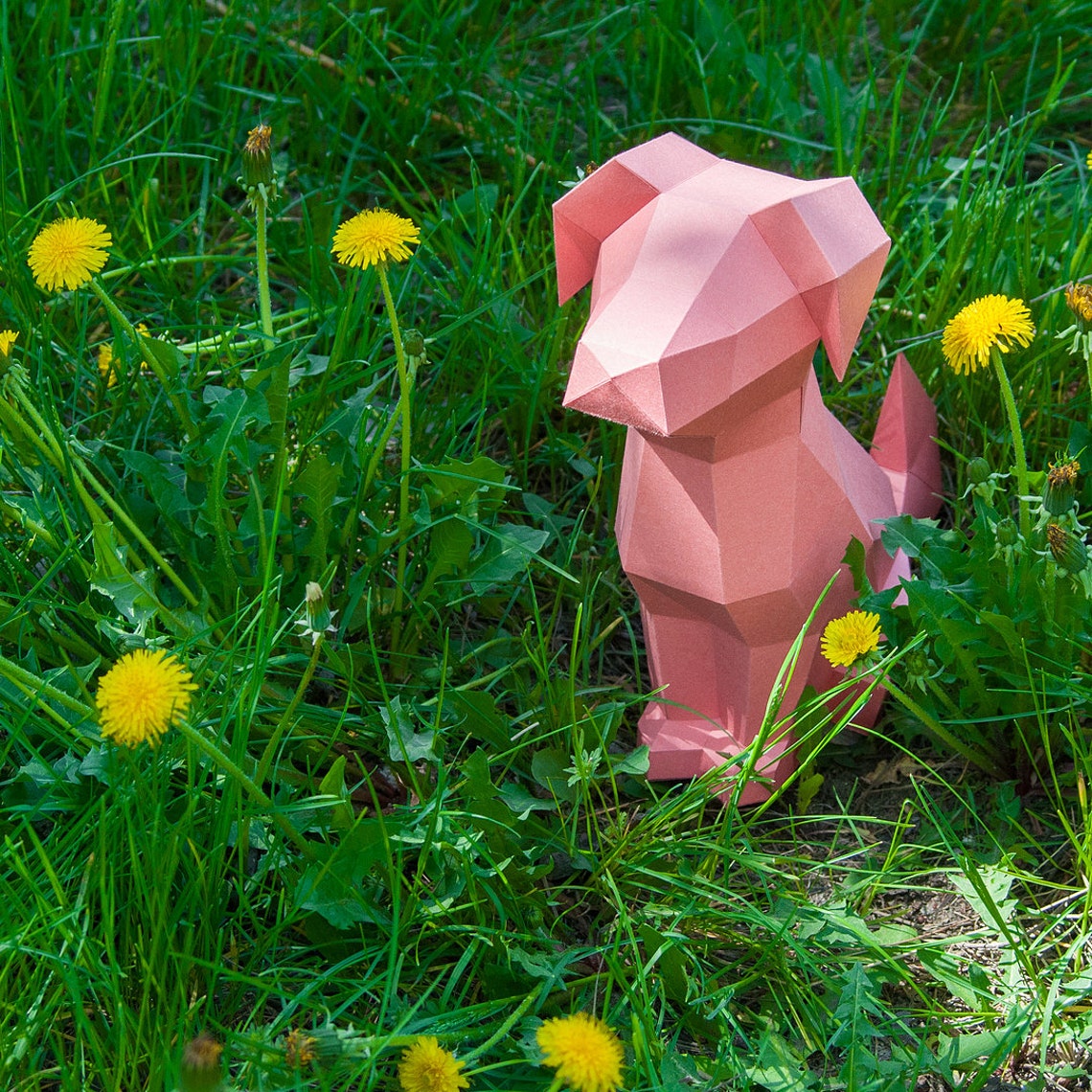 Papercraft 3d SITTING PUPPY DOG 3D Low Poly Paper Sculpture | Etsy