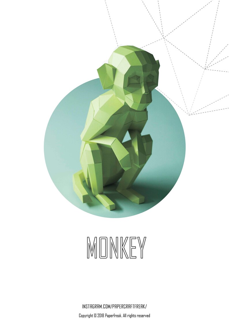 Papercraft 3D MONKEY APE Low Poly Paper Sculpture DIY Gift - Etsy