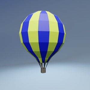 Papercraft 3D HOT AIR BALLOON 3 Pepakura Low Poly Paper Sculpture Diy ...