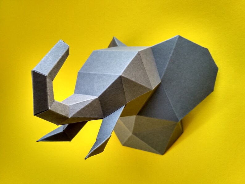 Papercraft 3d SMALL ELEPHANT HEAD Paper Sculpture Diy Gift Low - Etsy