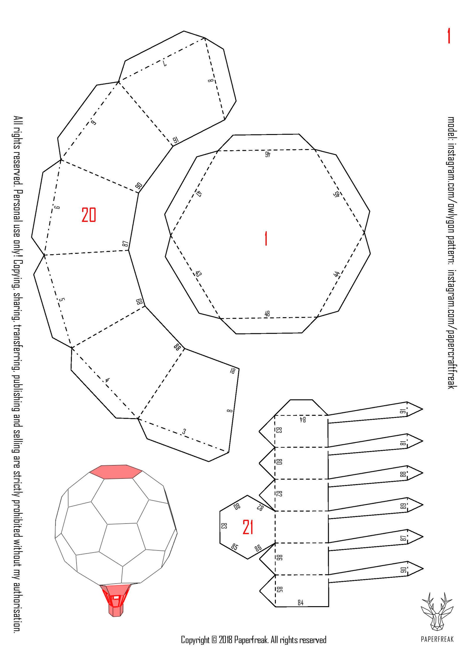 Papercraft 3D HOT AIR BALLOON 4 Pepakura Low Poly Paper - Etsy