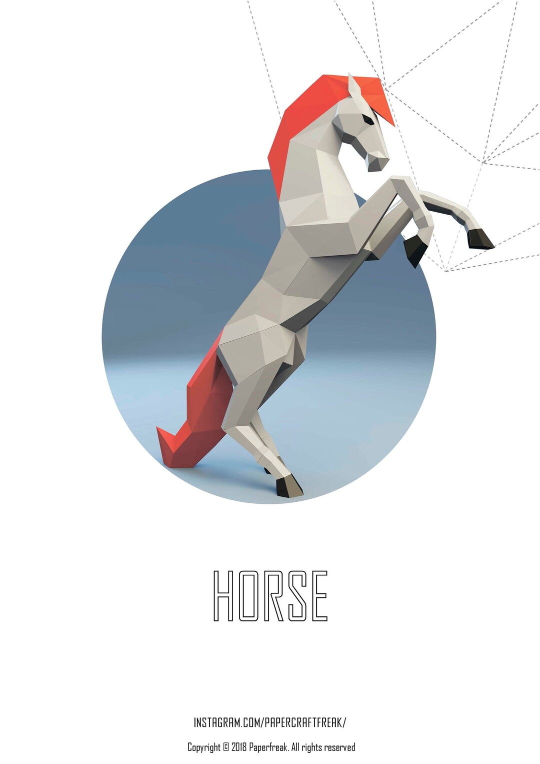 Papercraft 3D Rearing HORSE Low Poly Paper Sculpture DIY Gift Decor for ...