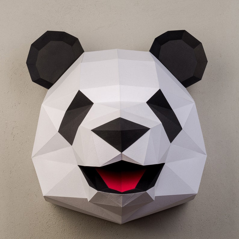 Papercraft 3D PANDA BEAR HEAD Simple Pepakura Low Poly Paper - Etsy