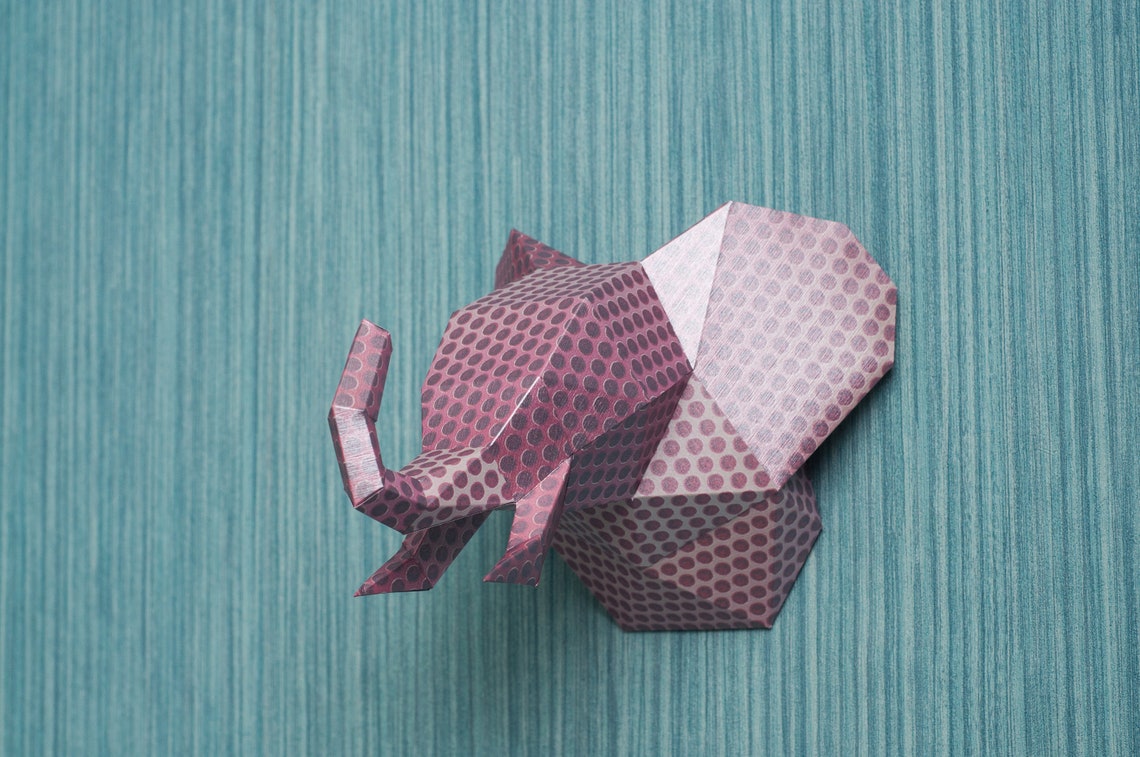 Papercraft 3d SMALL ELEPHANT HEAD Paper Sculpture Diy Gift Low - Etsy