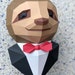 Papercraft 3D SLOTH in SUIT Pepakura Low Poly Paper Monkey Sculpture ...