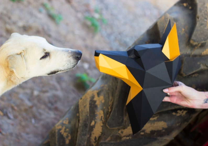 Papercraft 3d DOBERMAN DOG HEAD Low Poly Paper Sculpture Diy | Etsy
