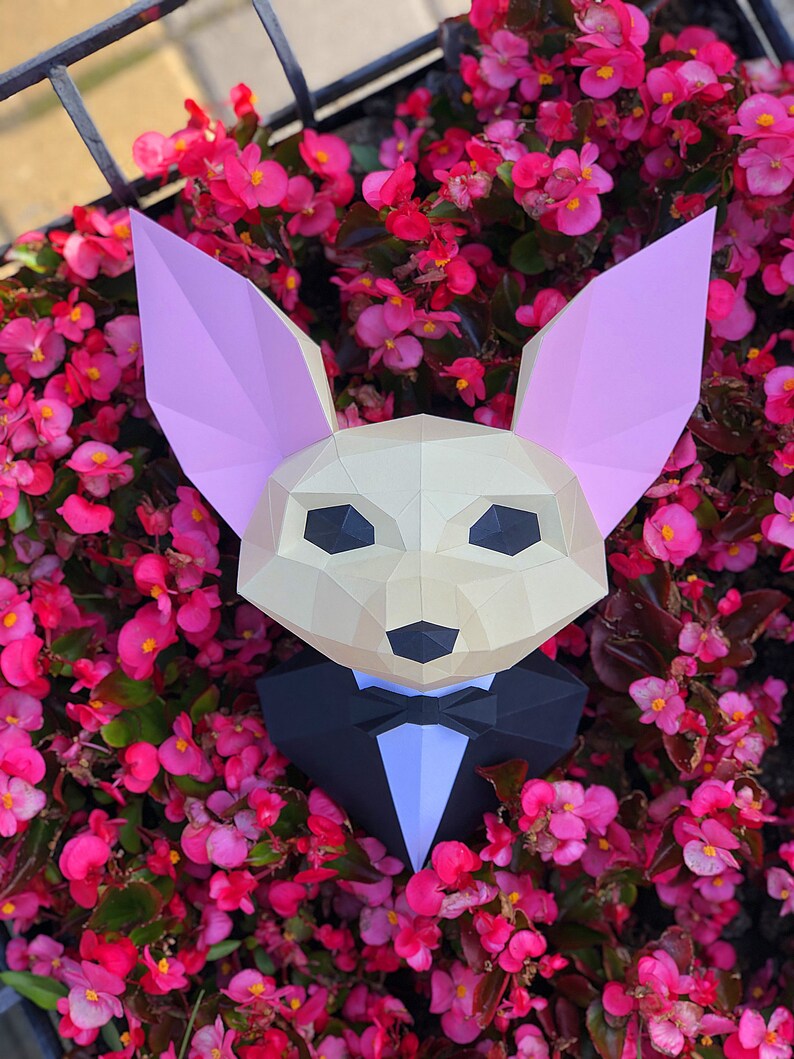 Papercraft 3D FENECH FOX in SUIT Pepakura Low Poly Paper - Etsy