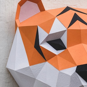 Papercraft 3D TIGER in SUIT Pepakura Low Poly Paper Cat Kitty Sculpture ...