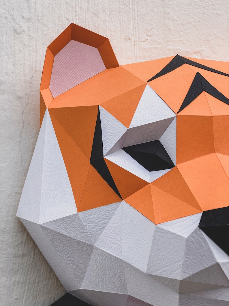 Papercraft 3D TIGER in SUIT Pepakura Low Poly Paper Cat Kitty - Etsy