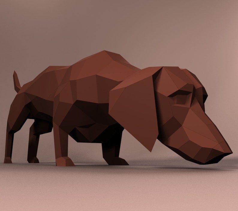 Papercraft 3d DACHSHUND DOG PUPPY Low Poly Paper Sculpture Diy - Etsy
