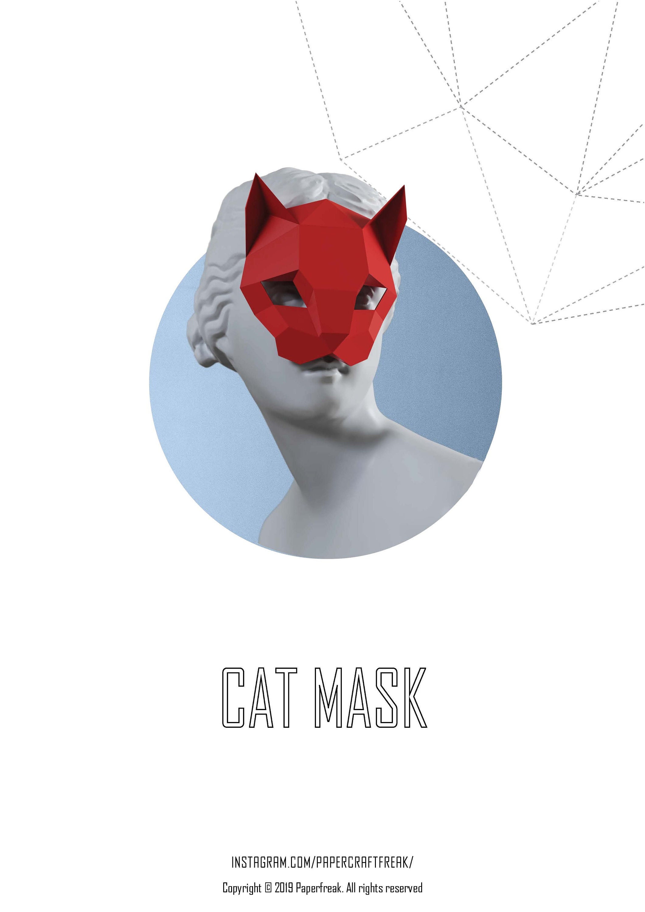 Papercraft 3D CAT HALF MASK Halloween Pepakura Art Kitty Kinky - Etsy