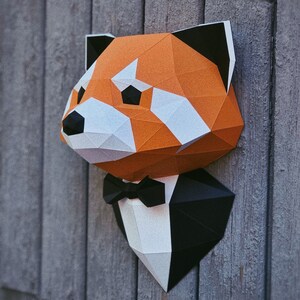Papercraft 3D RED PANDA BEAR in Suit Pepakura Low Poly Paper Sculpture ...