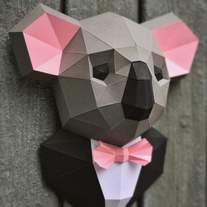 Papercraft 3D KOALA in SUIT Pepakura Low Poly Paper Sculpture Diy Gift ...