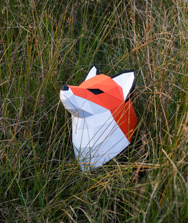 Papercraft 3D FOX HEAD TROPHY Low Poly Paper Sculpture Diy - Etsy