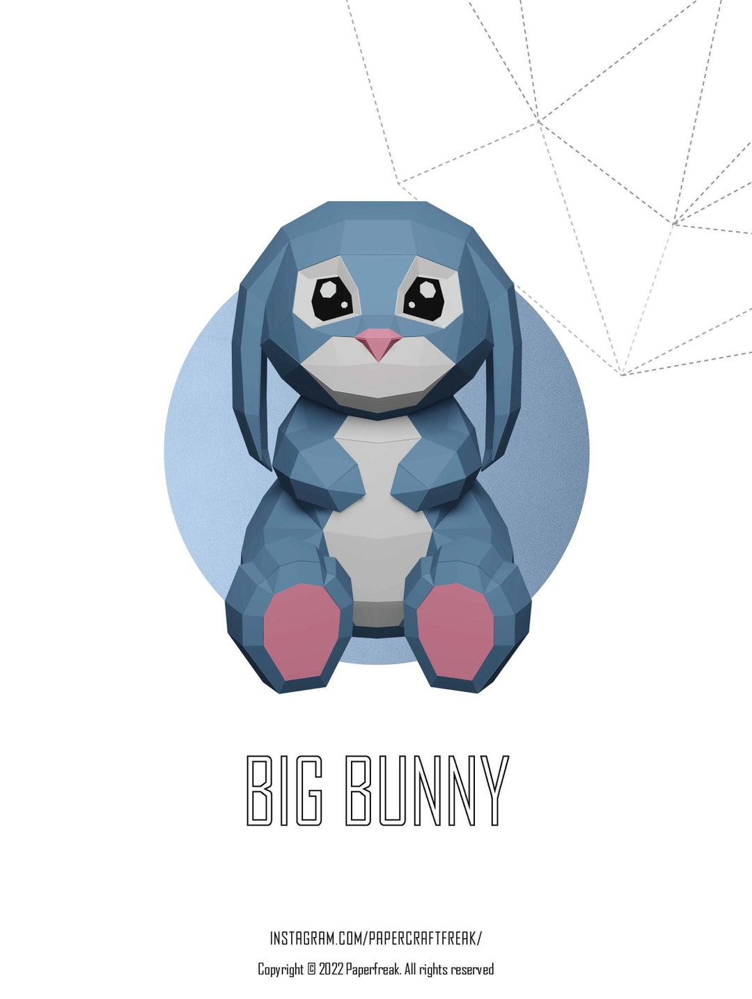 Papercraft 3d COELHO BIG 3D Low Poly Escultura de papel DIY presente ...