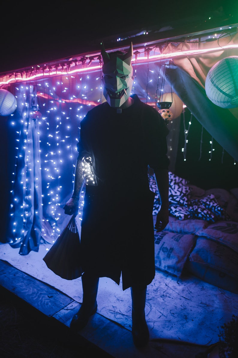 Papercraft 3D DEMON ONI MASK Japanese Devil Samurai Halloween - Etsy