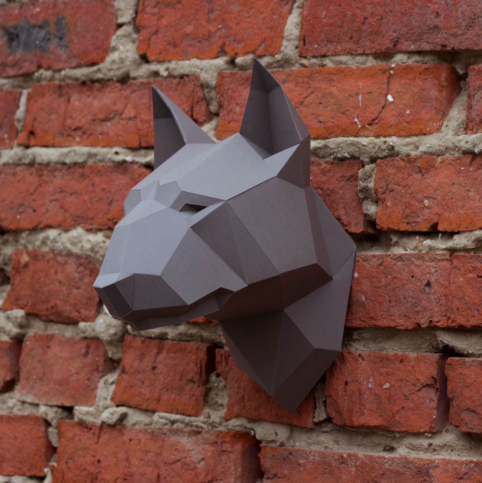 Papercraft 3d BULLTERRIER DOG HEAD Low Poly Paper Sculpture - Etsy