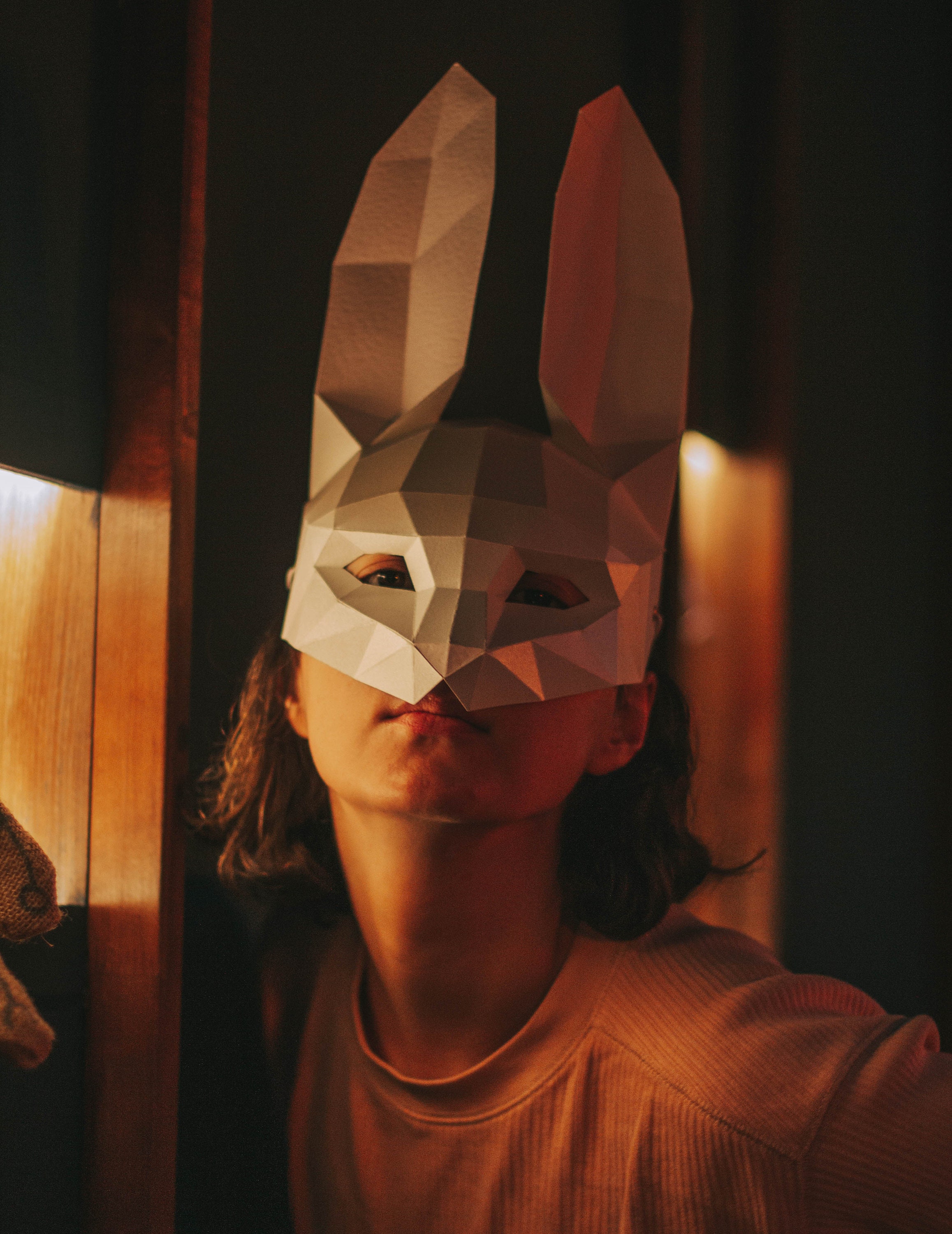 Papercraft 3D RABBIT BUNNY Half MASK Halloween Pepakura Kinky - Etsy