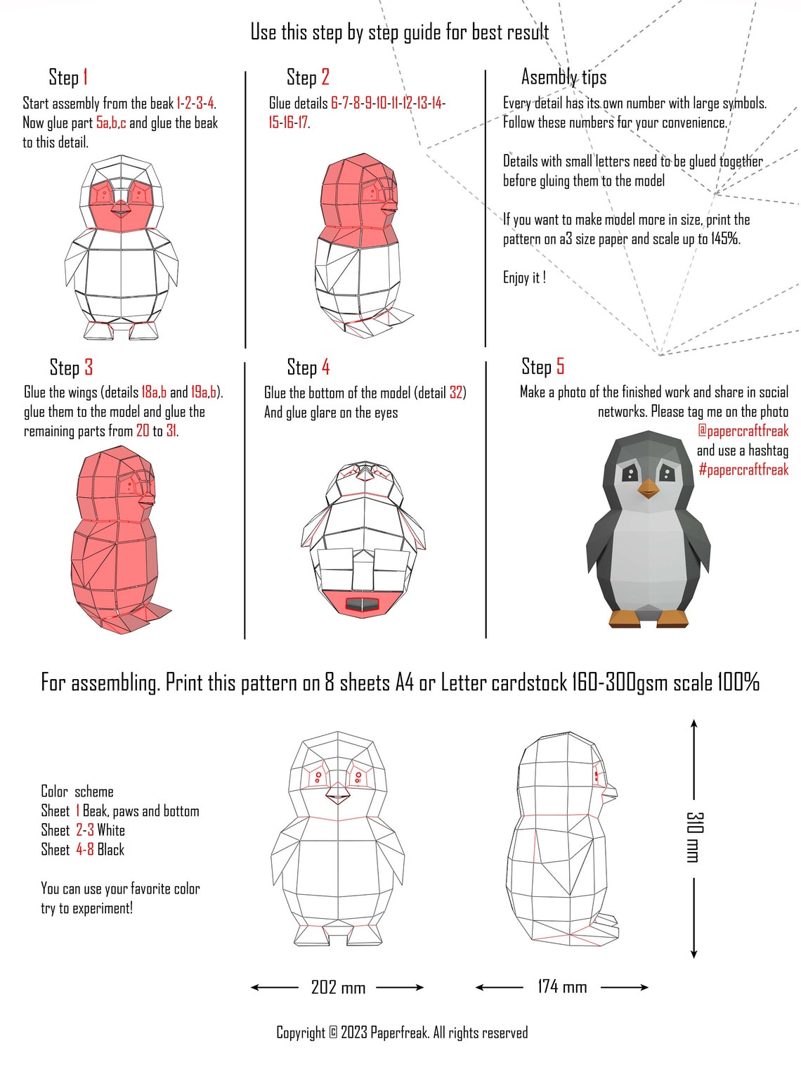 Papercraft 3D TOY PENGUIN Low Poly Paper Sculpture Cute Gift - Etsy