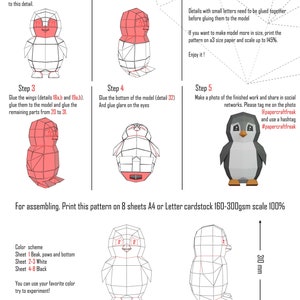 Papercraft 3D TOY PENGUIN Low Poly Paper Sculpture Cute Gift Decor ...