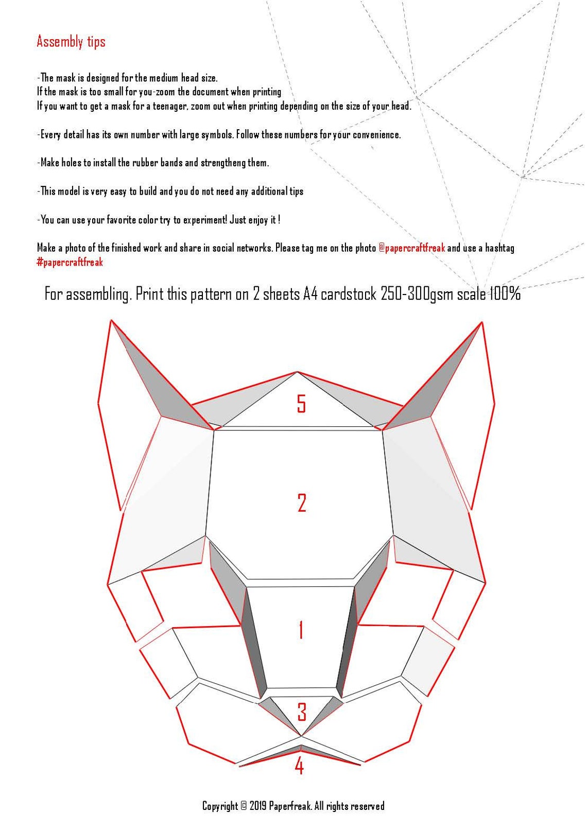 Papercraft 3D CAT HALF MASK Halloween Pepakura Art Kitty Kinky - Etsy