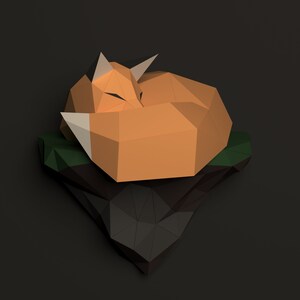 Papercraft 3D FOX ON ROCK Low Poly Paper Sculpture Printable Diy Wall ...