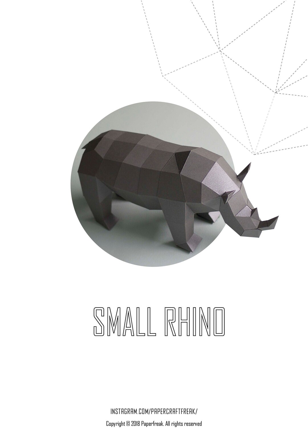 Papercraft 3D RHINOCEROS Low Poly Paper Sculpture DIY Gift Decor Cute ...