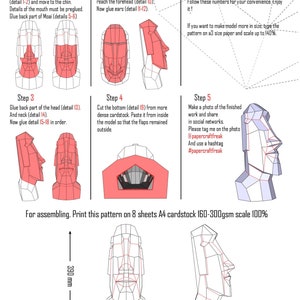 Papercraft 3D MOAI STONE STATUE Rapa Nui Easter Island Pepakura Pdf ...