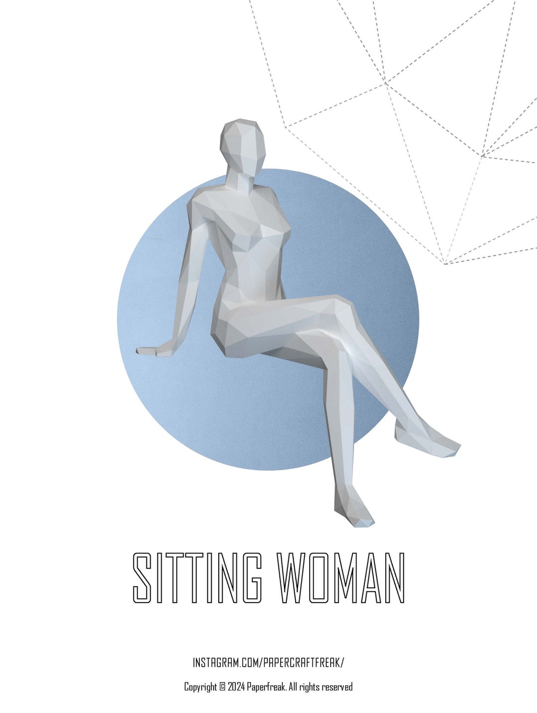Papercraft 3D SITTING WOMAN Body Template Sculpture Pepakura Paper Girl ...