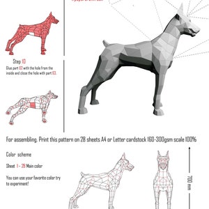 Papercraft 3D DOBERMAN DOG Pepakura Puppy Pdf Template Low Polygonal ...