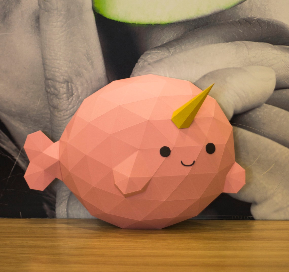Papercraft 3d CUTE NARWHAL FISH Cartoon Anime Animal Paper - Etsy