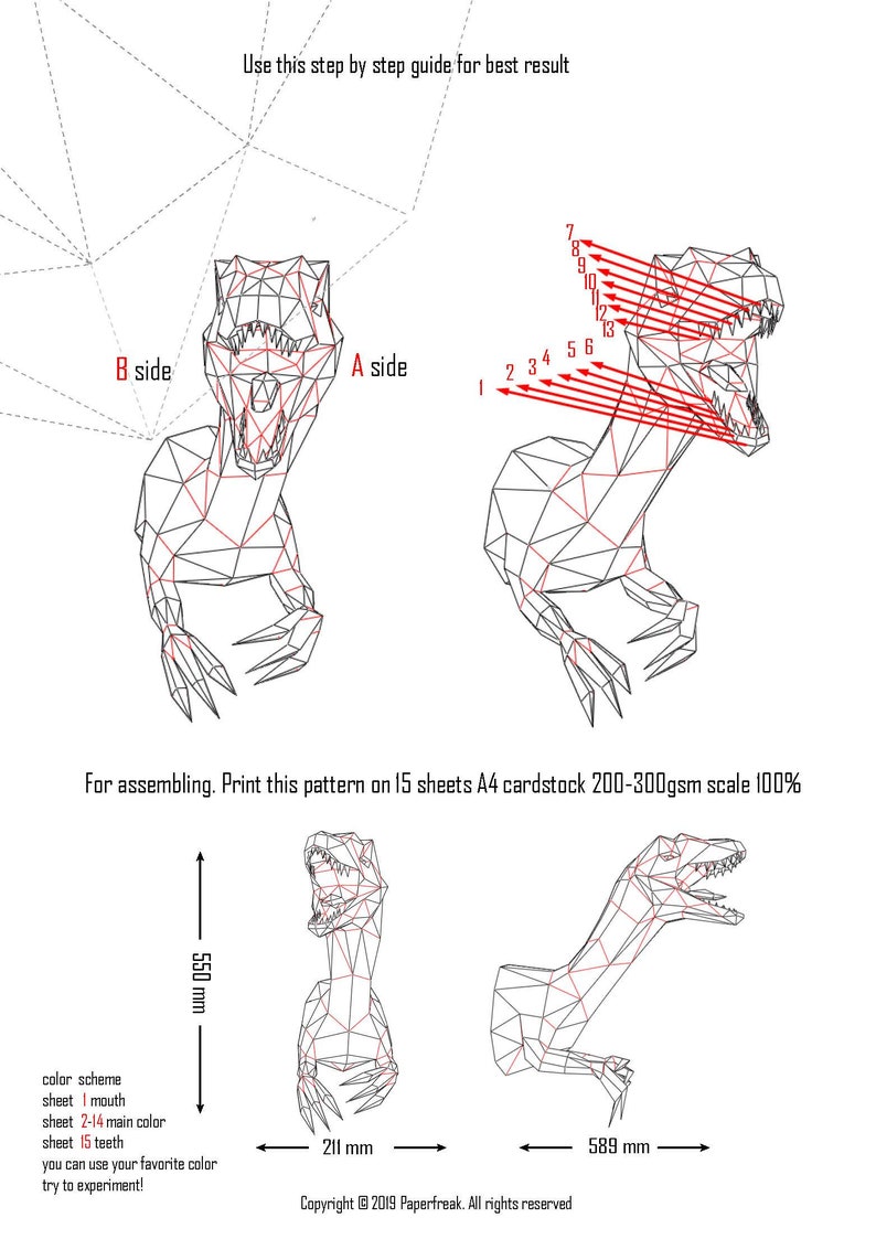 Papercraft DINOSAUR RAPTOR Head Jurassic Park 3D Low Poly - Etsy