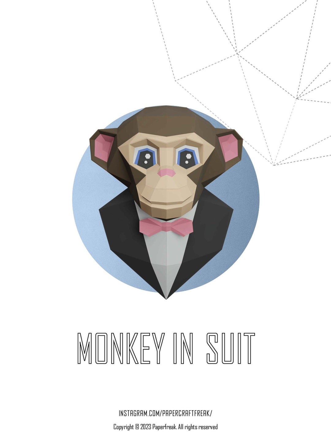 Papercraft 3D MONKEY in SUIT Pepakura Low Poly Paper Chimpanzee ...