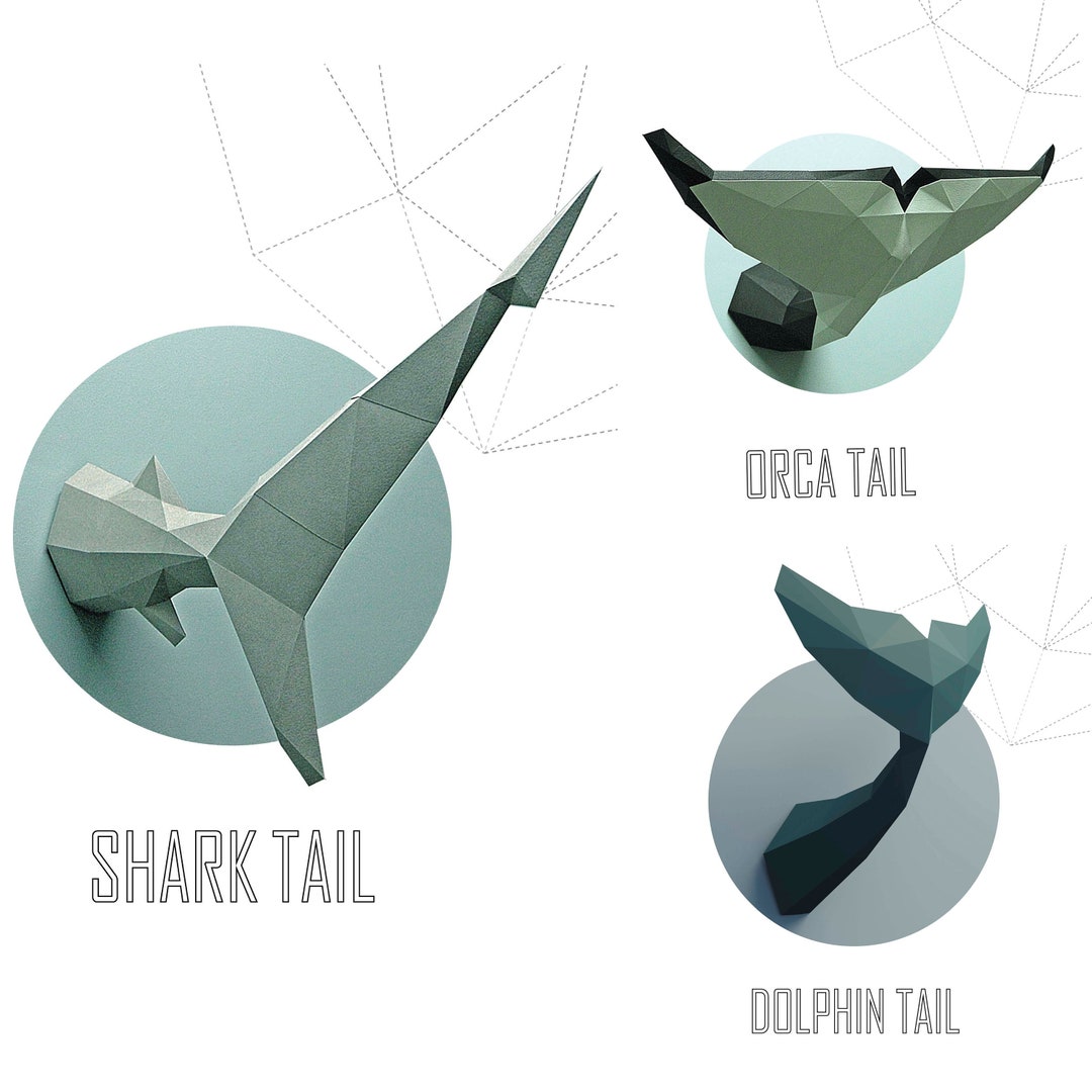 Papercraft 3d Sea FISH TAIL PACK 3 in 1 Cartoon Animal Paper Sculpture ...
