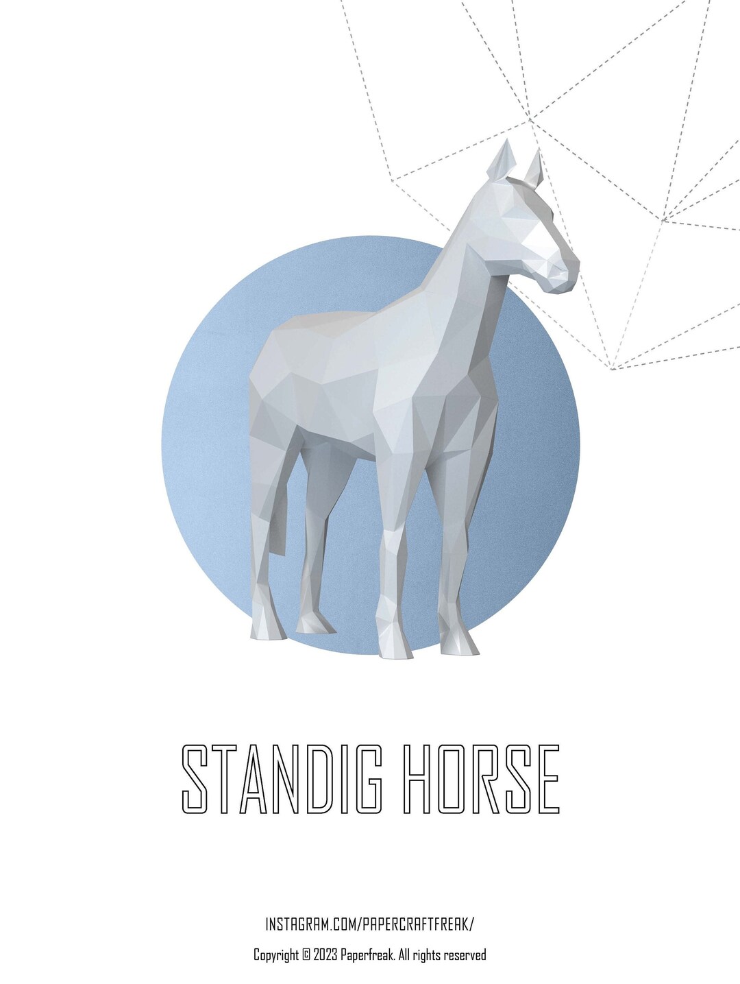 Papercraft 3D STANDING HORSE Low Poly Paper Sculpture DIY Decor Nursery ...