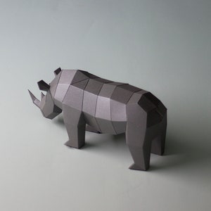 Papercraft 3D RHINOCEROS Low Poly Paper Sculpture DIY Gift Decor Cute ...