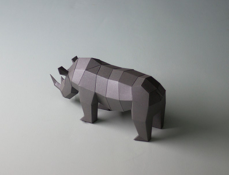 Papercraft 3D RHINOCEROS Low Poly Paper Sculpture DIY Gift - Etsy