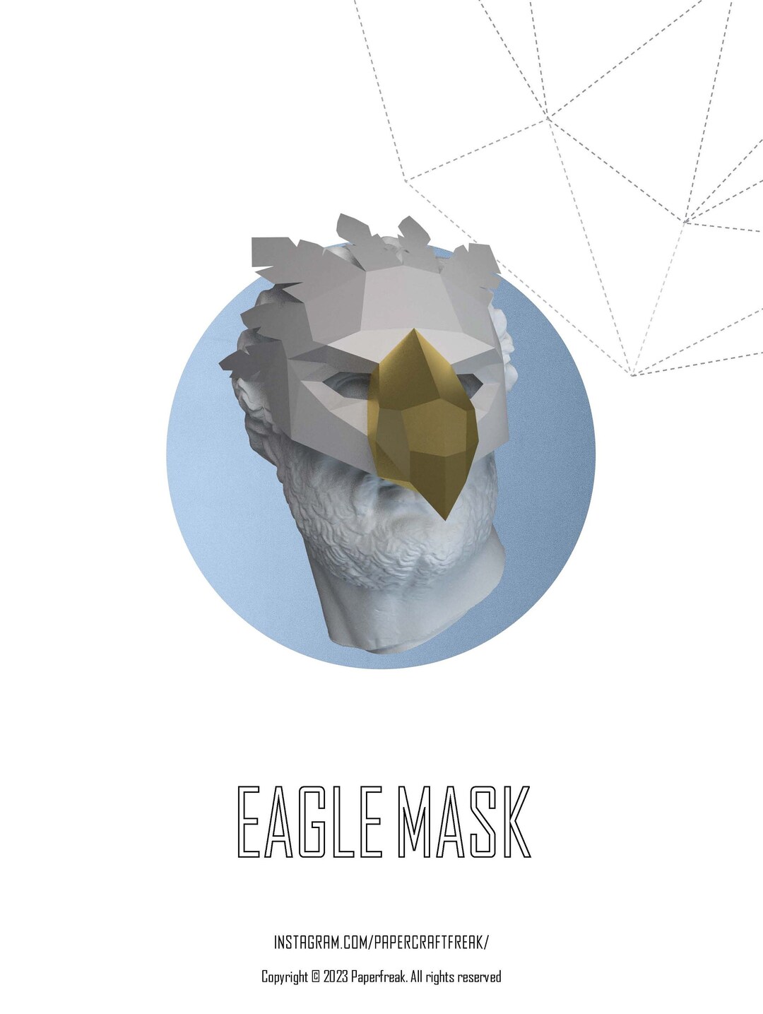 Papercraft 3D EAGLE Half BIRD MASK Halloween Pepakura Party Low Poly ...