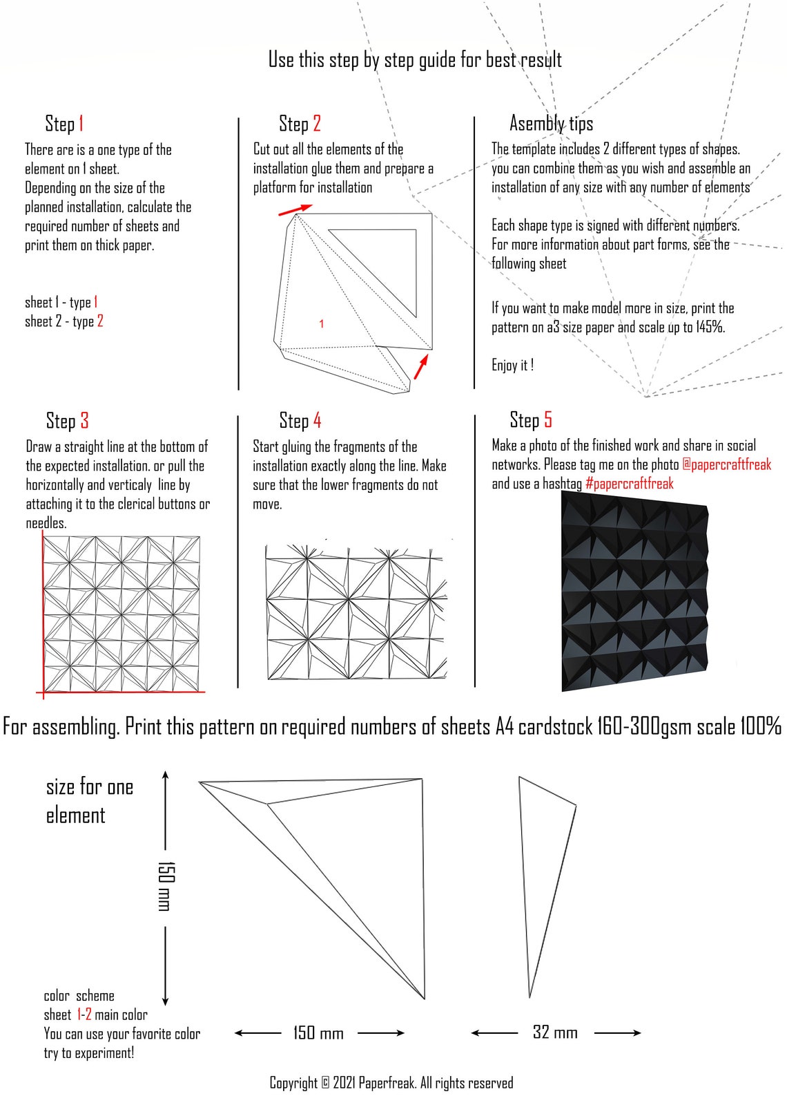 Papercraft 3D INSTALLATION TRIANGLES 2 Version Templates - Etsy