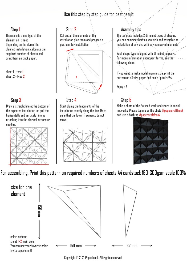 Papercraft 3D INSTALLATION TRIANGLES 2 Version Templates | Etsy