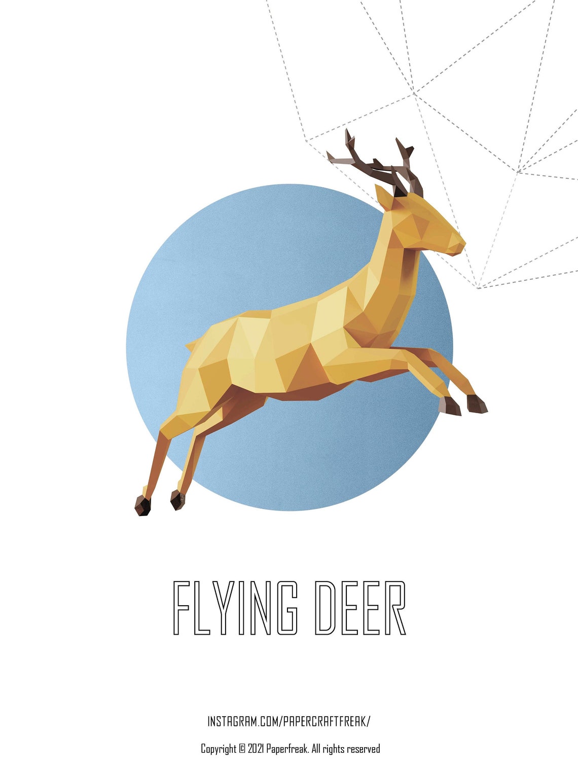 Papercraft 3D FLYING DEER Christmas Low Poly Paper Sculpture - Etsy
