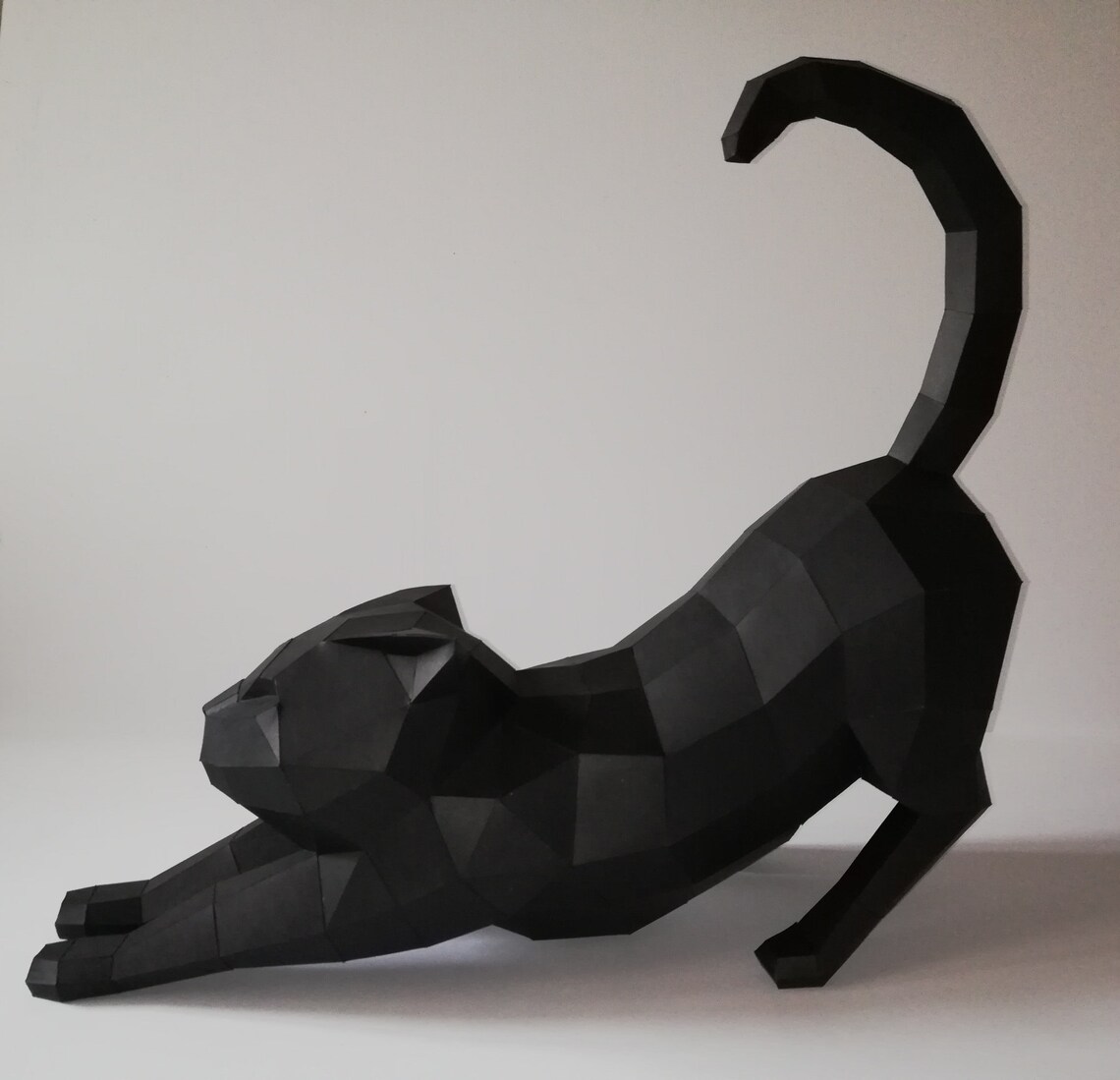 Papercraft 3D STRETCHING CAT Sculpture Pepakura Gift for Cat - Etsy