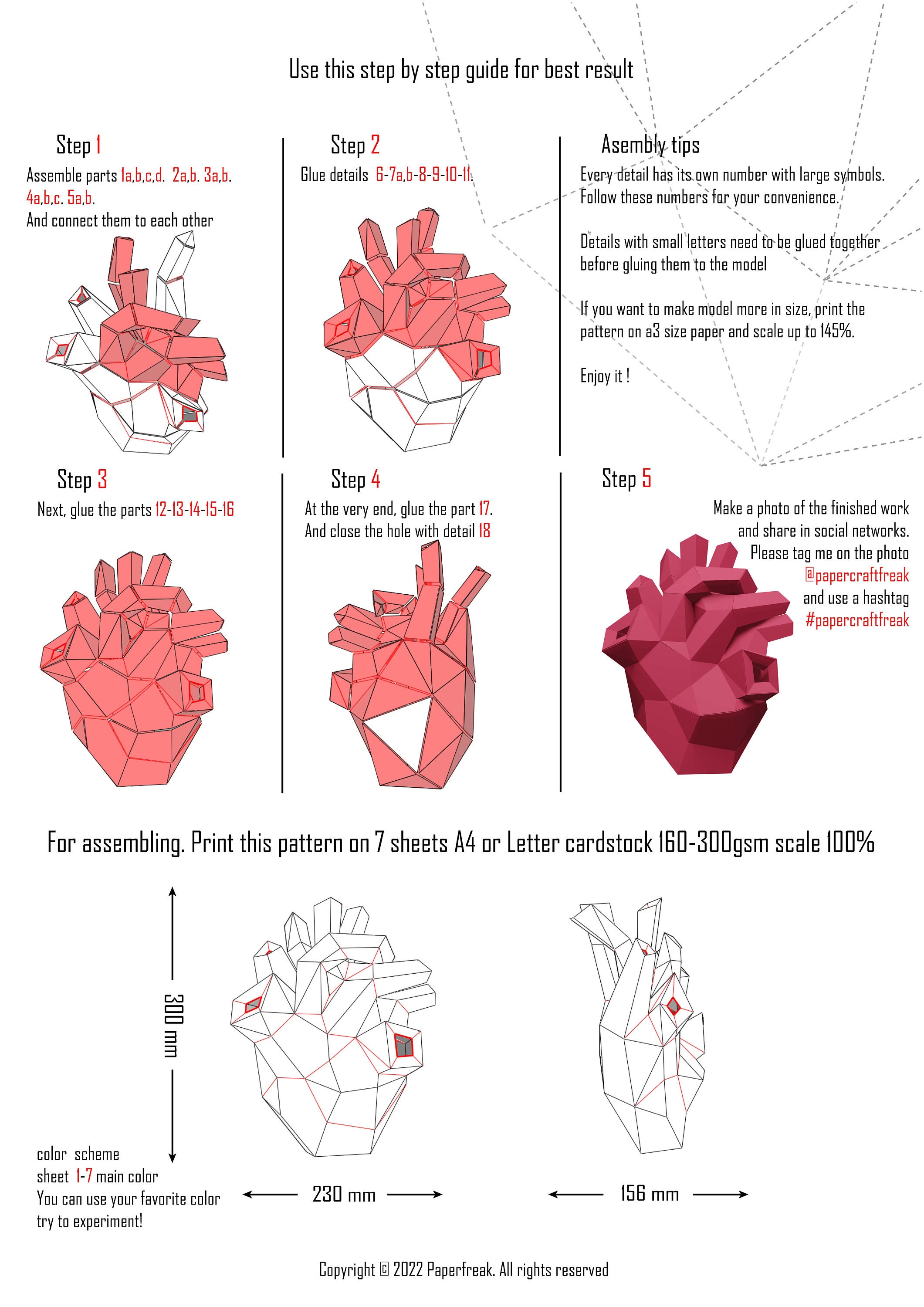 Papercraft 3D REAL ANATOMICAL HEART Pepakura Pdf Template Low - Etsy ...