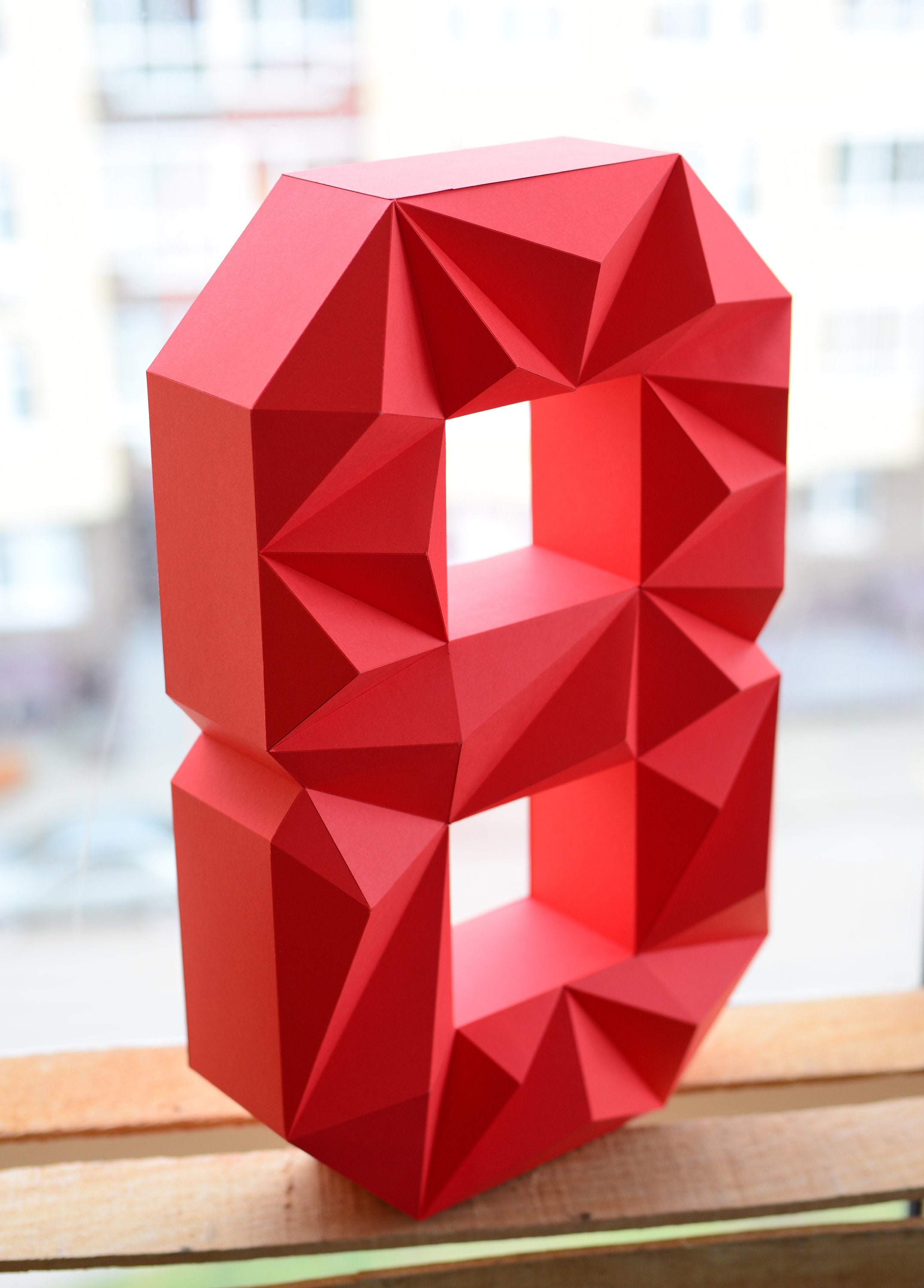 Papercraft 3D EIGHT 8 NUMBER Birthday Party Decor Pepakura Low - Etsy