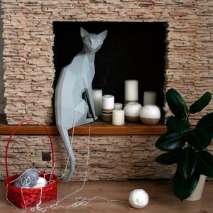 Papercraft 3D ORIENTAL CATS Sculpture Pepakura Gift for Cat Lover Low ...