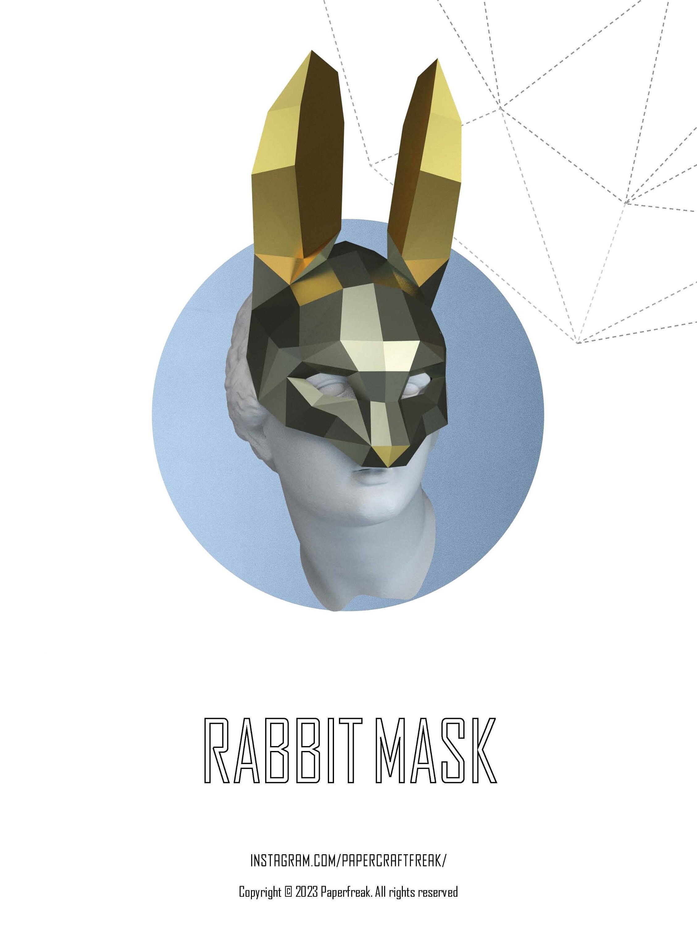 Papercraft 3D RABBIT BUNNY Half MASK Halloween Pepakura Kinky - Etsy