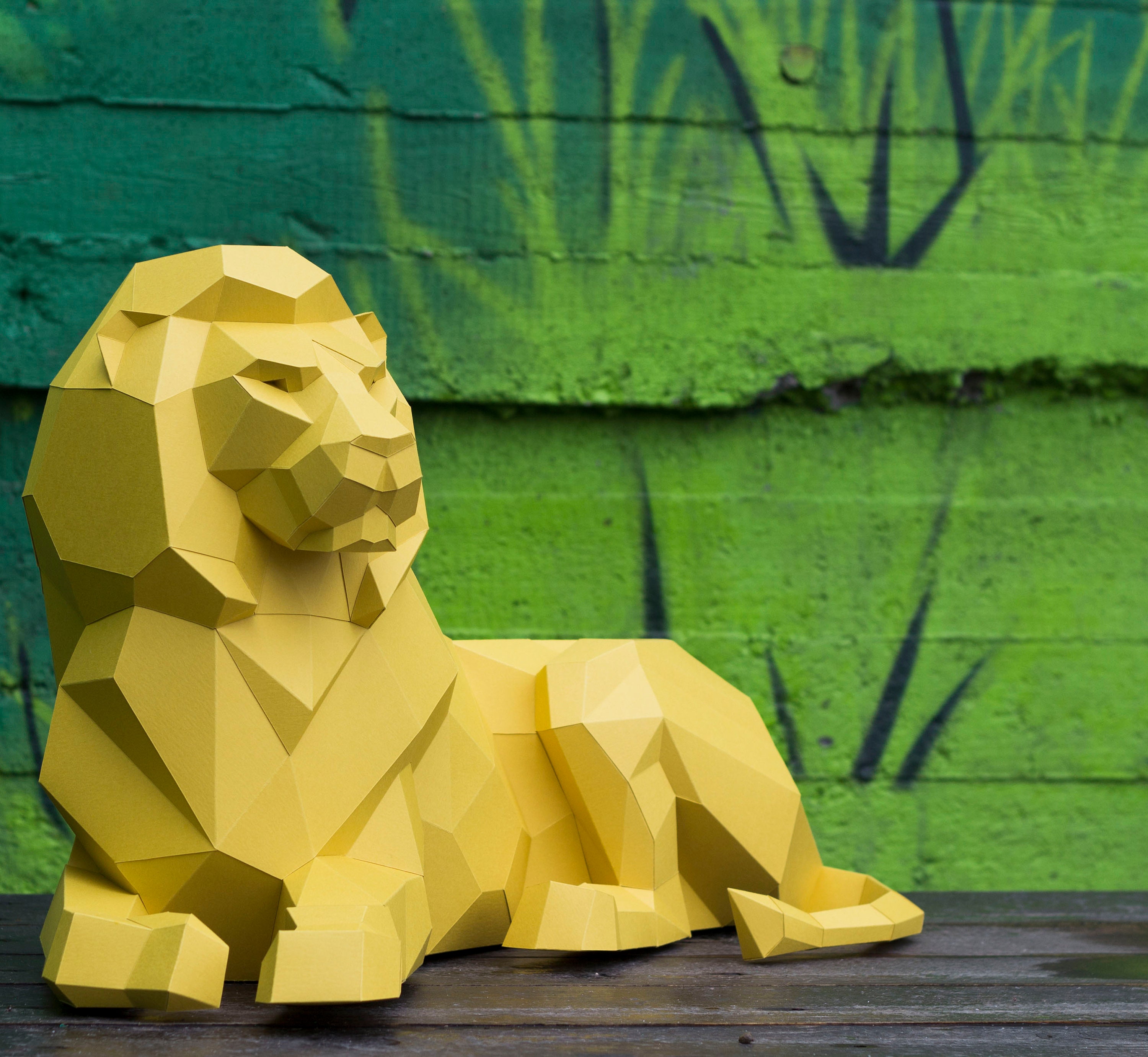 Papercraft 3D BIG LYING LION Low Poly Paper Sculpture Diy Gift - Etsy