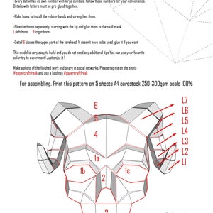 Papercraft 3D HORNED SKULL Half MASK 2 Halloween Demon Pepakura Kinky ...