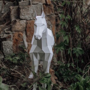 Papercraft 3D STANDING HORSE Low Poly Paper Sculpture DIY Decor Nursery ...