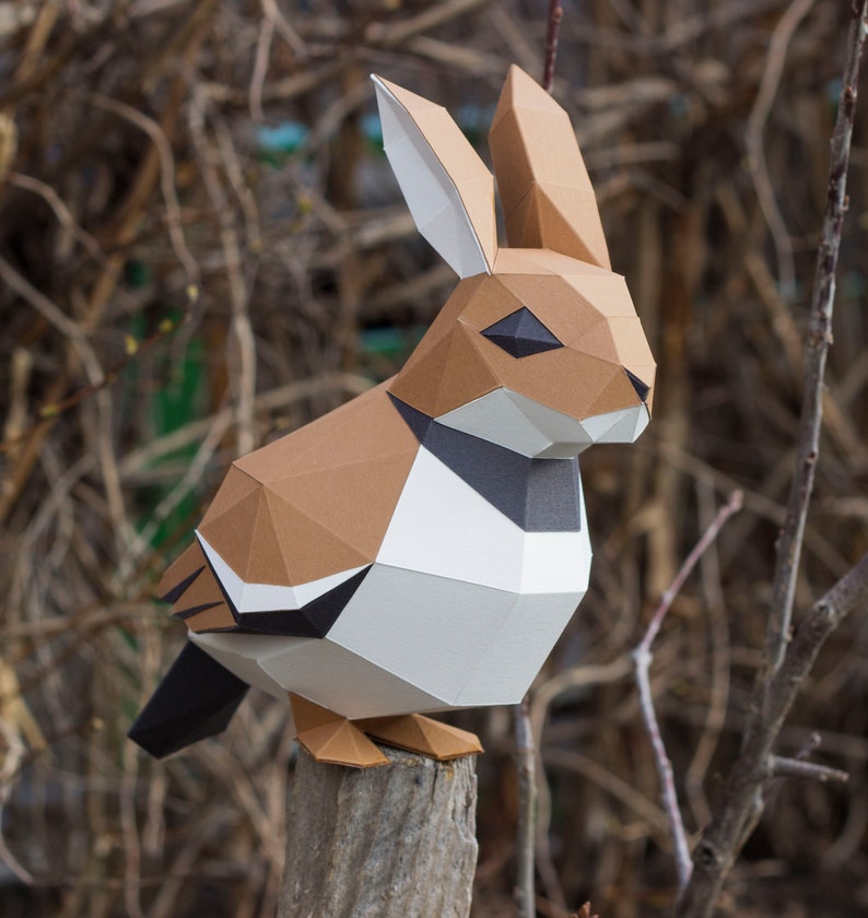 Papercraft 3D RABBIT SPARROW Pepakura Pdf Template Low - Etsy